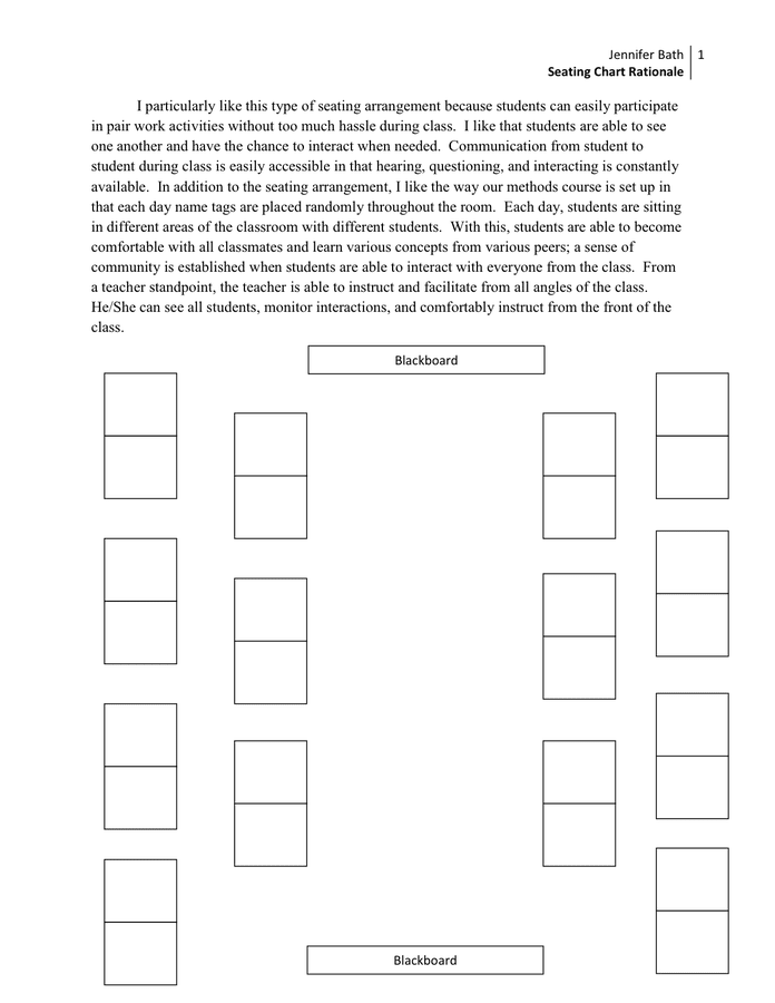 Seating Chart Rationale in Word and Pdf formats