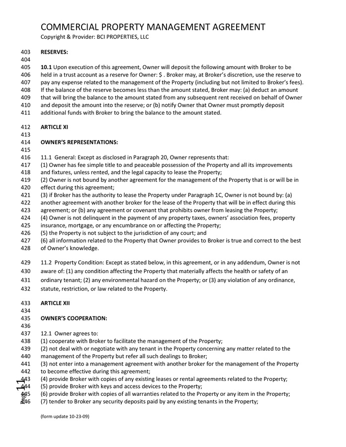 Commercial Property Management Agreement in Word and Pdf formats - page ...