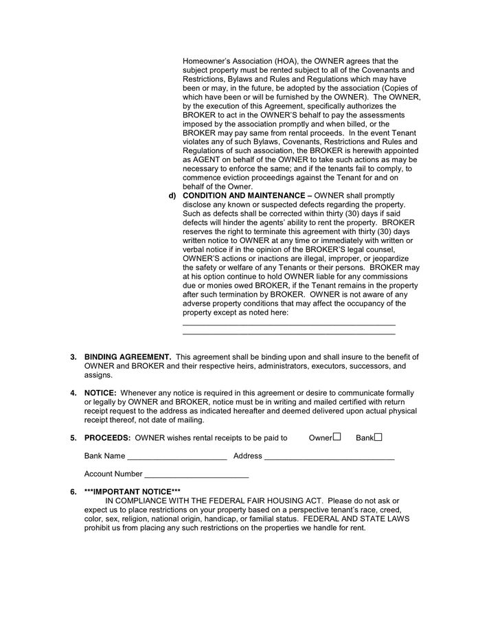 Property Management Agreement in Word and Pdf formats - page 13 of 16