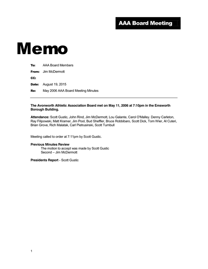 Professional Memo In Word And Pdf Formats