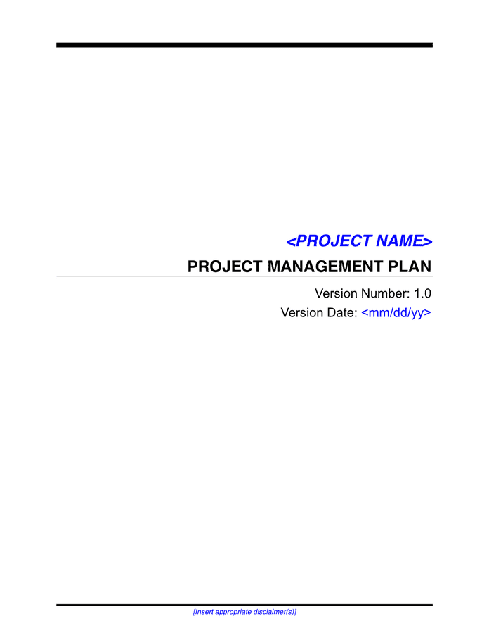 Project Management Plan in Word and Pdf formats