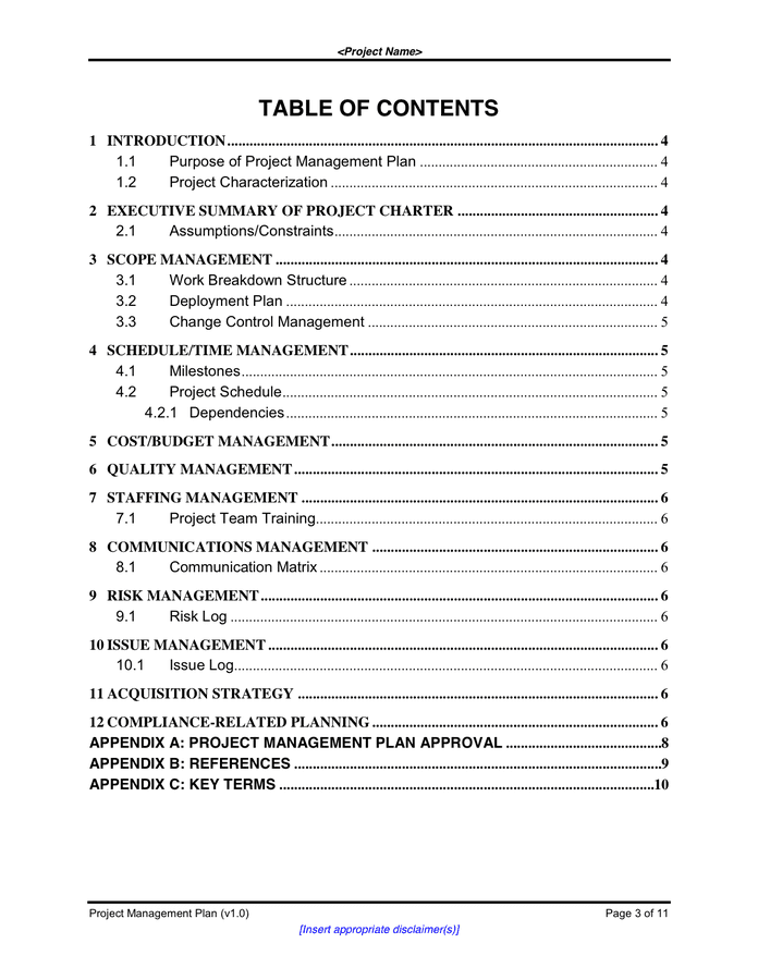 Project Management Plan in Word and Pdf formats - page 4 of 11