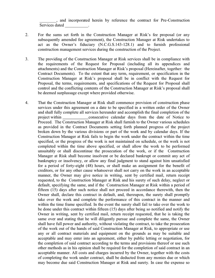 Construction Manager At Risk Contract Template
