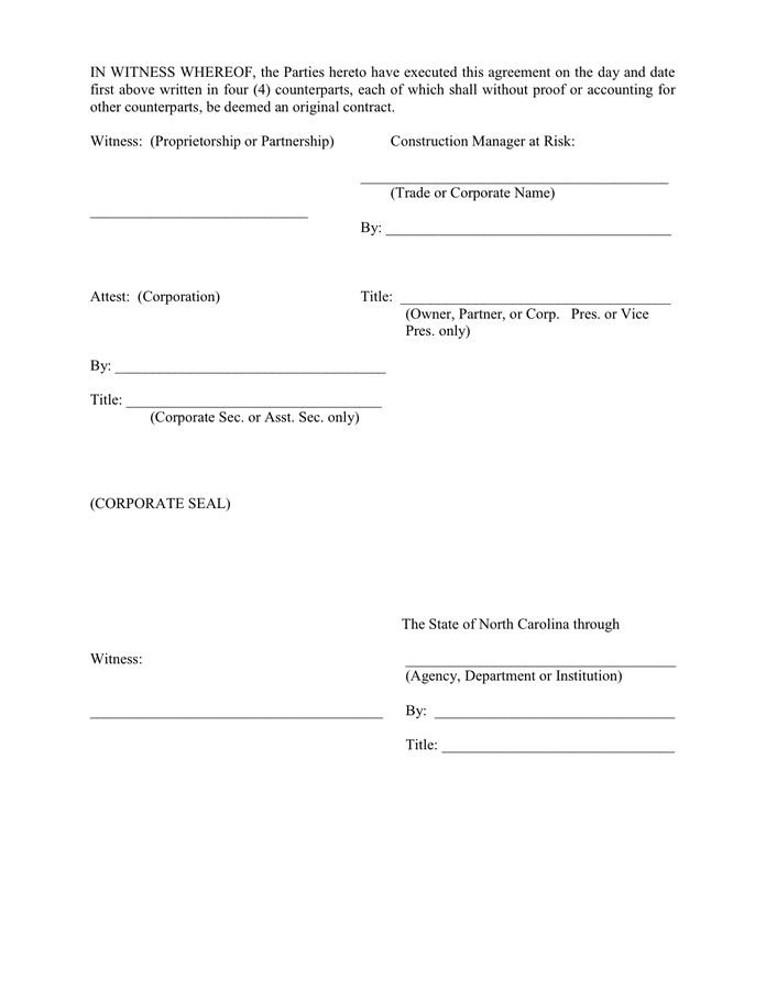 Construction Manager At Risk Contract Template
