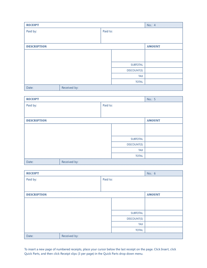 Receipt sample in Word and Pdf formats - page 2 of 2
