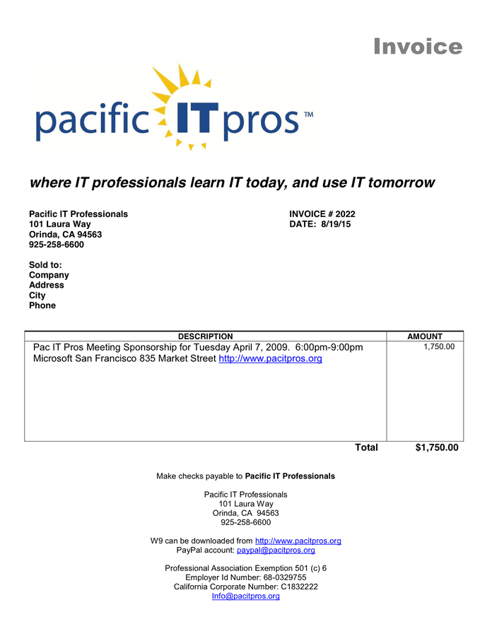 Simple Invoice in Word and Pdf formats