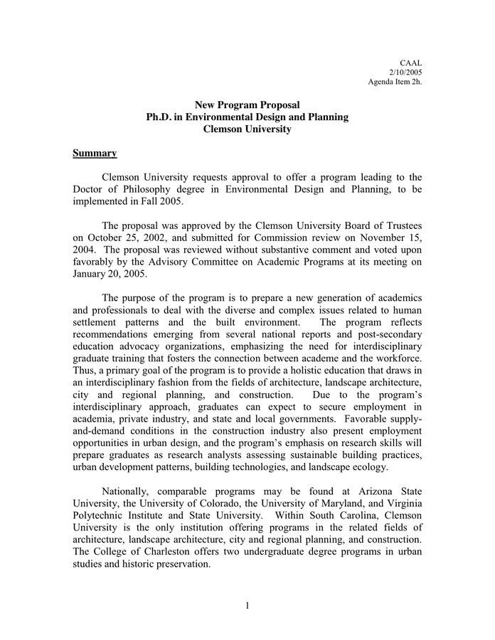 New Program Proposal in Word and Pdf formats