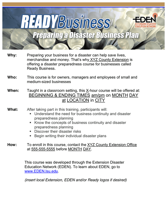 Ready Business Course Flyer in Word and Pdf formats