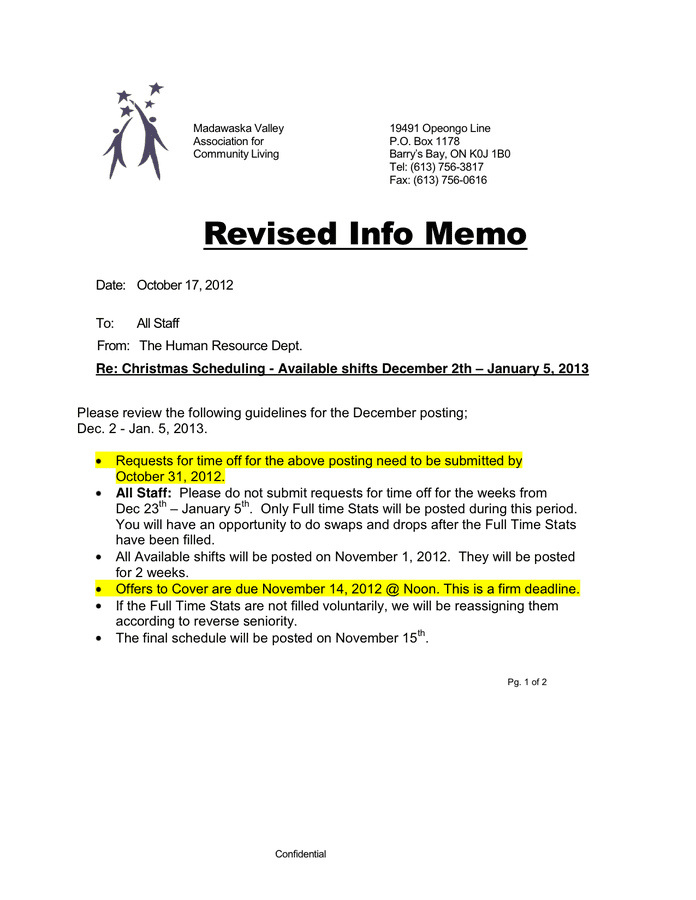 Memo Sample In Word And Pdf Formats
