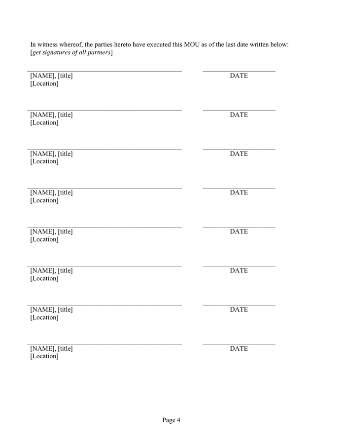 MEMORANDUM OF UNDERSTANDING in Word and Pdf formats - page 4 of 10