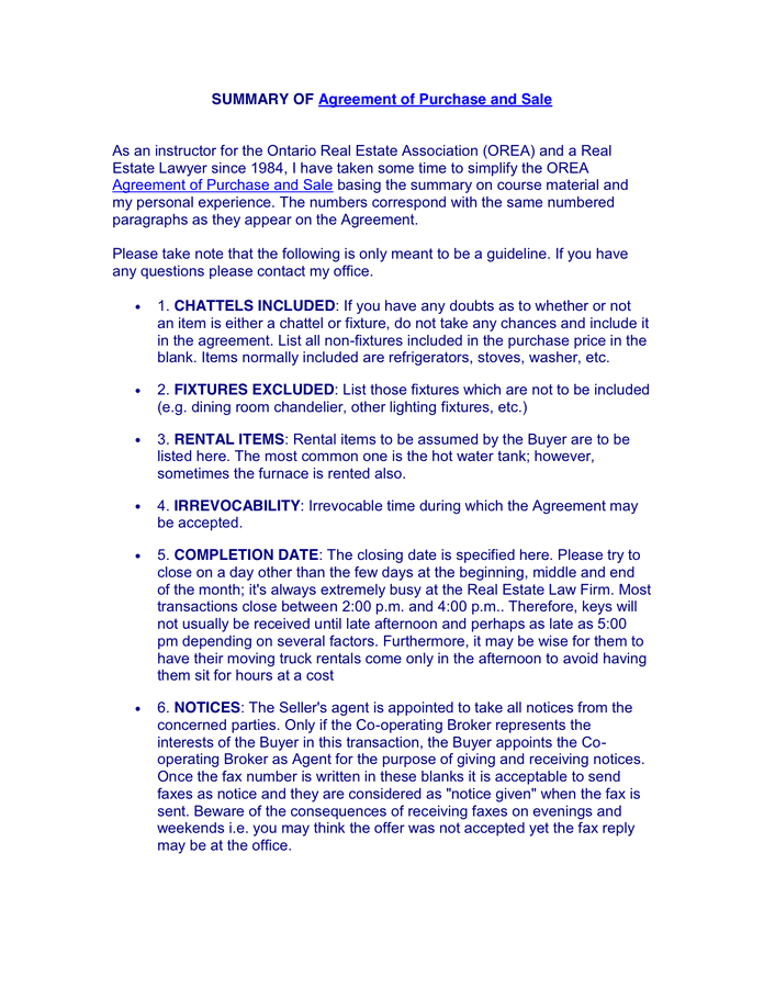Purchase and Sale Agreement - download free documents for PDF, Word and ...
