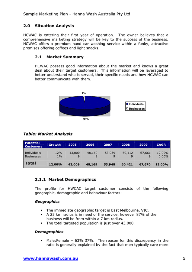 Marketing Plan Sample in Word and Pdf formats - page 5 of 17