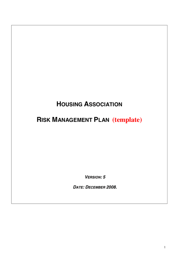Risk Management Plan Template in Word and Pdf formats