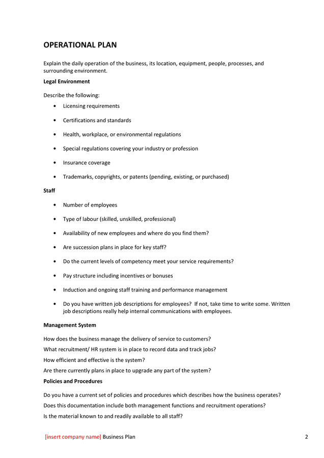 Business Plan Example in Word and Pdf formats - page 14 of 23