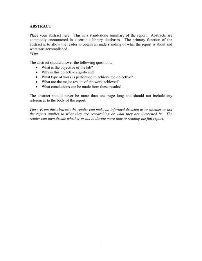 Template for Lab Report in Word and Pdf formats - page 3 of 8