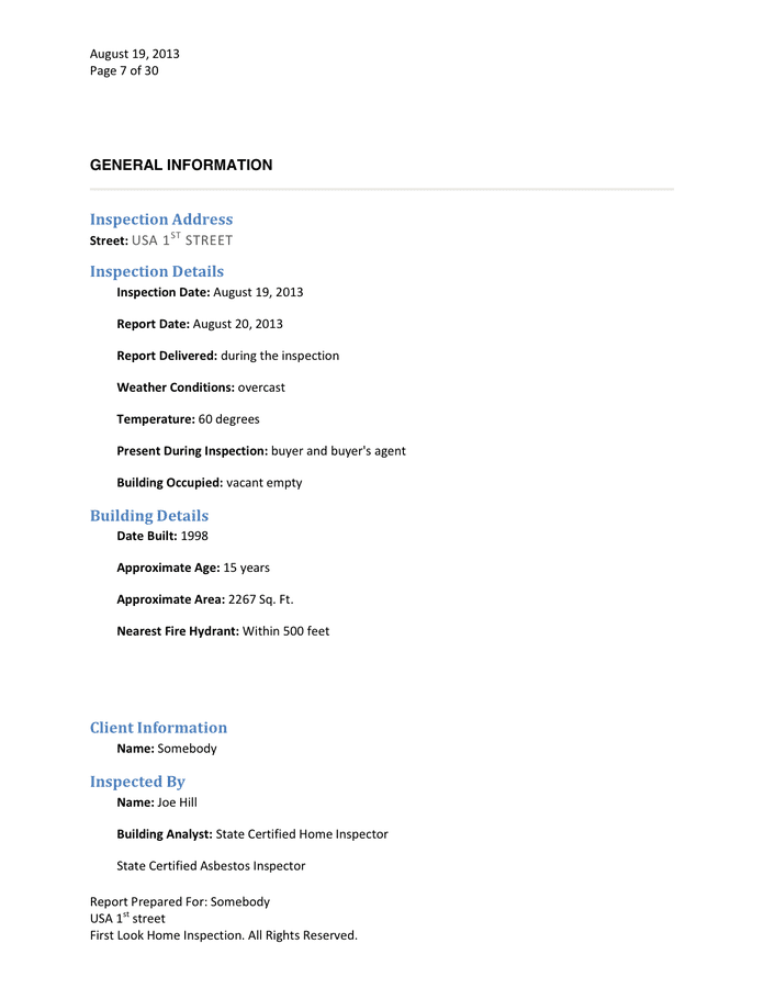 Home Inspection Report in Word and Pdf formats - page 7 of 30