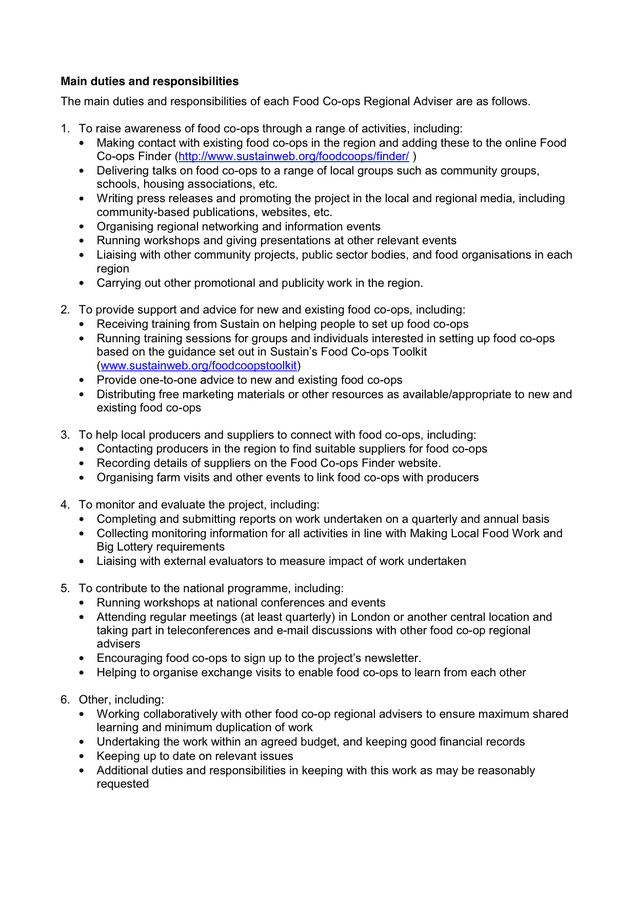 Job Description Example in Word and Pdf formats - page 2 of 3