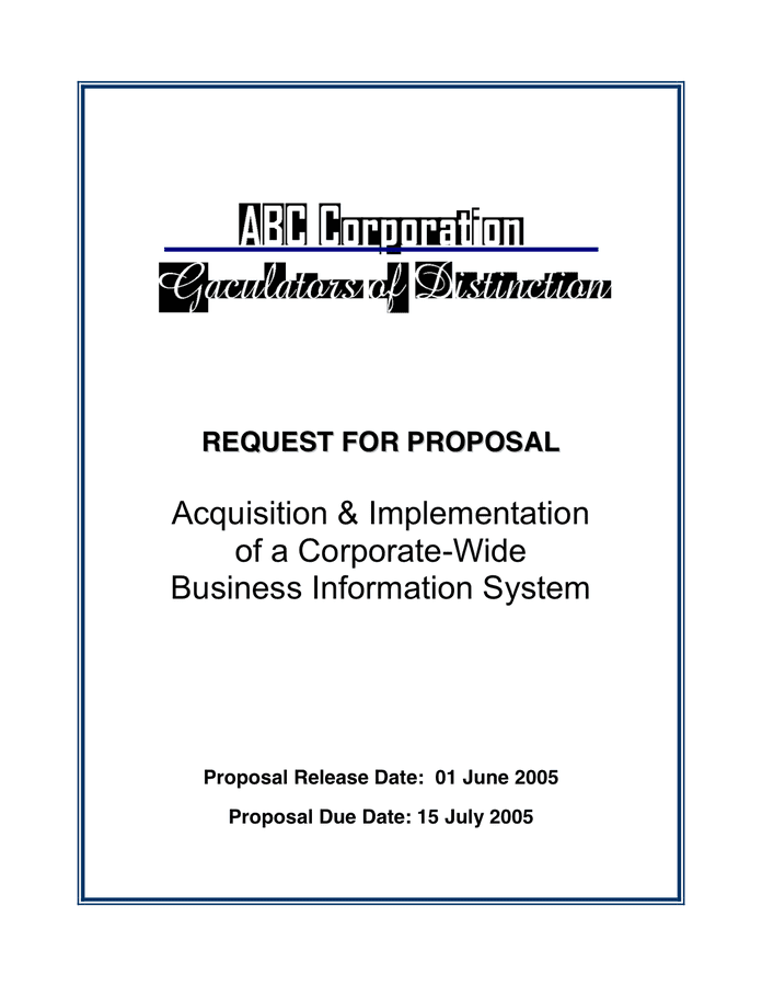 Request for Proposal in Word and Pdf formats