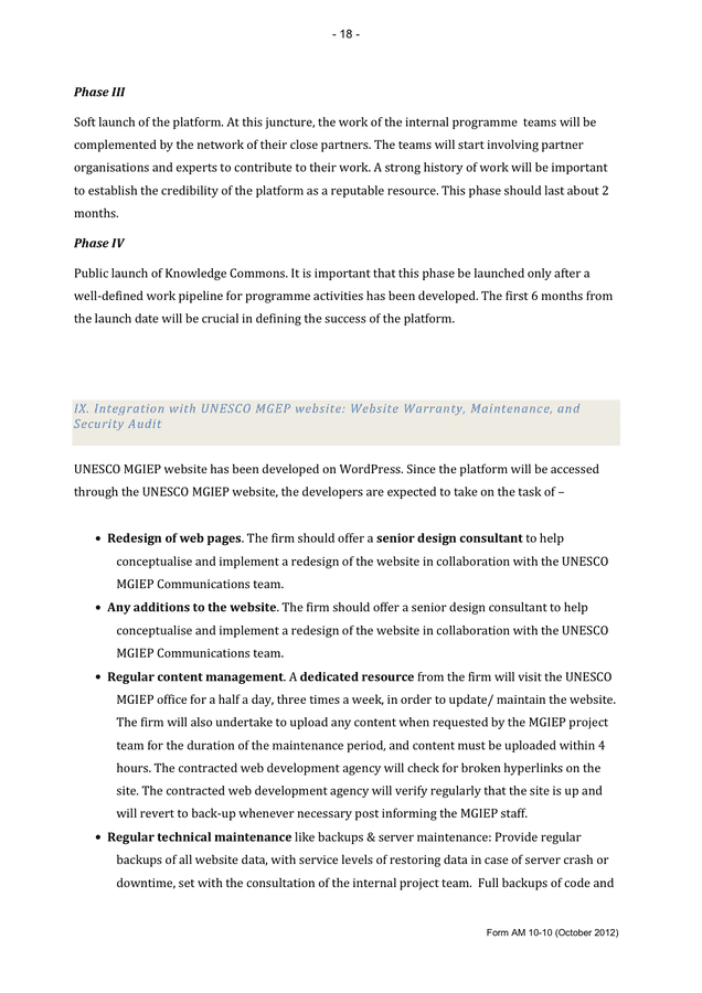 Request for Proposal - RFP in Word and Pdf formats - page 18 of 23