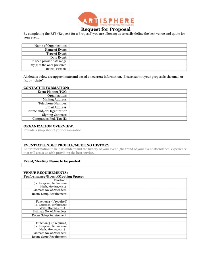 Request for Proposal in Word and Pdf formats