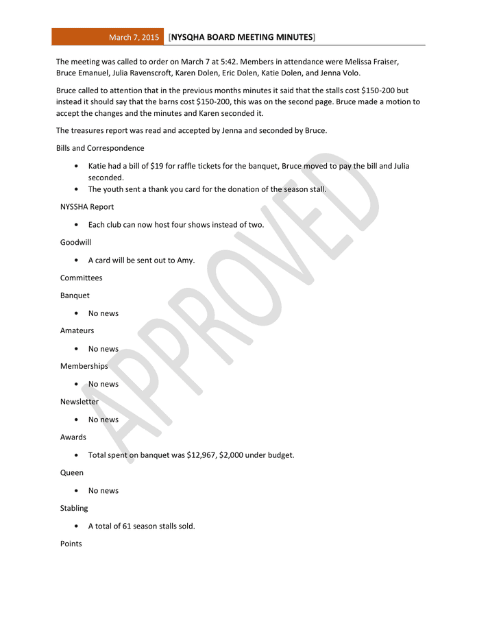 BOARD MEETING MINUTES in Word and Pdf formats