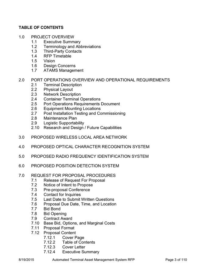 REQUEST FOR PROPOSAL PROCEDURES in Word and Pdf formats - page 3 of 110