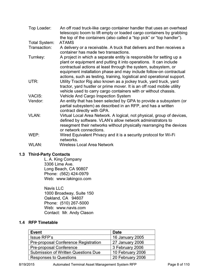 REQUEST FOR PROPOSAL PROCEDURES in Word and Pdf formats - page 8 of 110