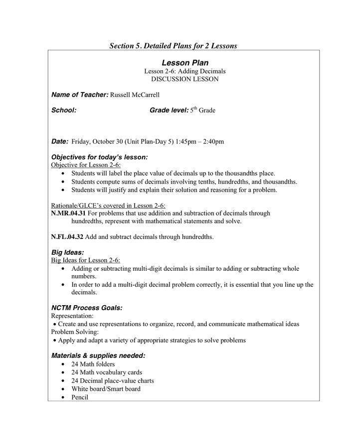 Lesson Plan in Word and Pdf formats