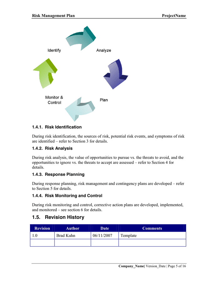 Risk Management Plan Template in Word and Pdf formats - page 5 of 16