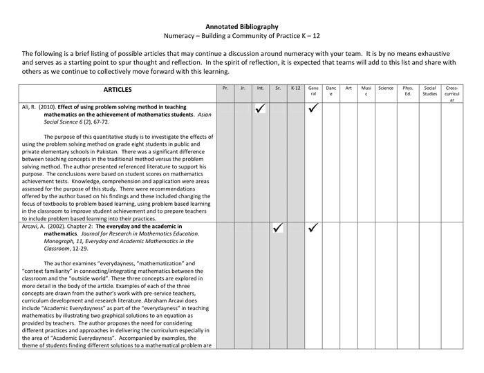 Annotated Bibliography in Word and Pdf formats