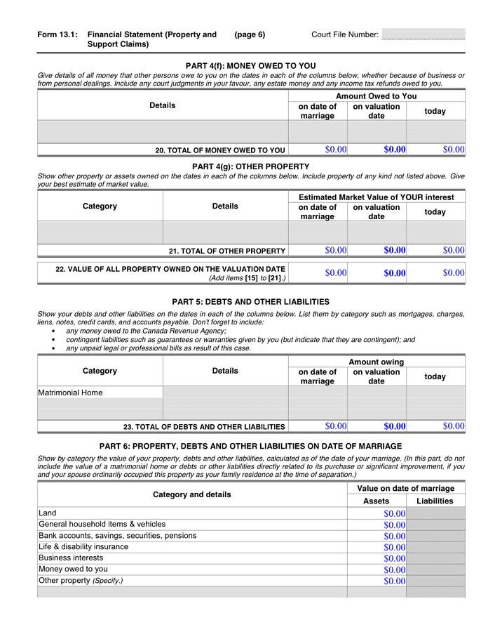 Financial Statement Sample in Word and Pdf formats - page 6 of 12