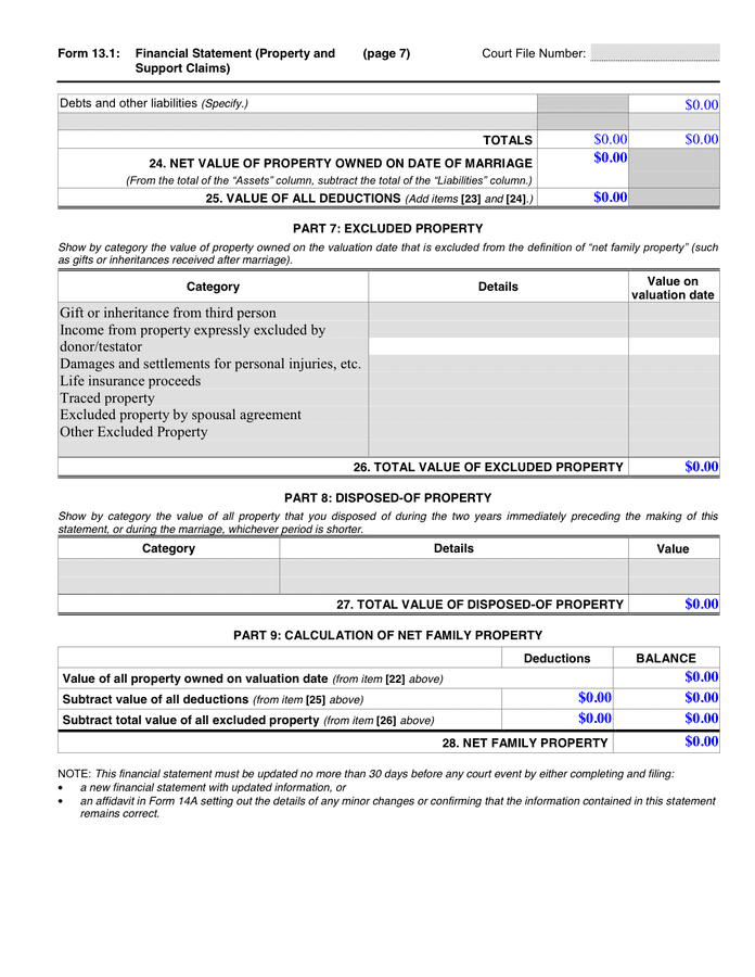 Financial Statement Sample in Word and Pdf formats - page 7 of 12