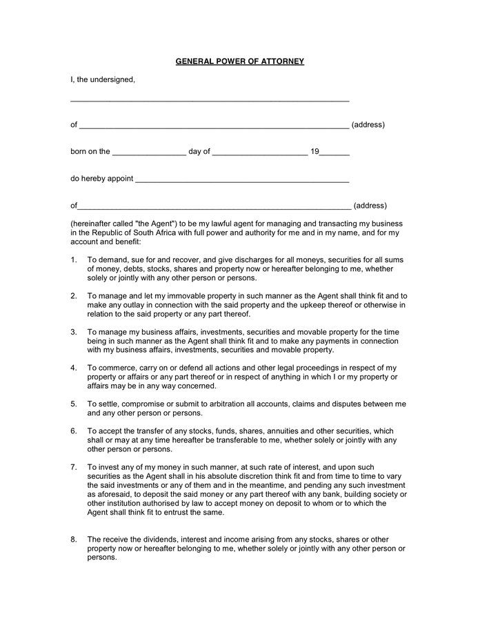 General Power Of Attorney Form Download Free Documents For PDF Word 