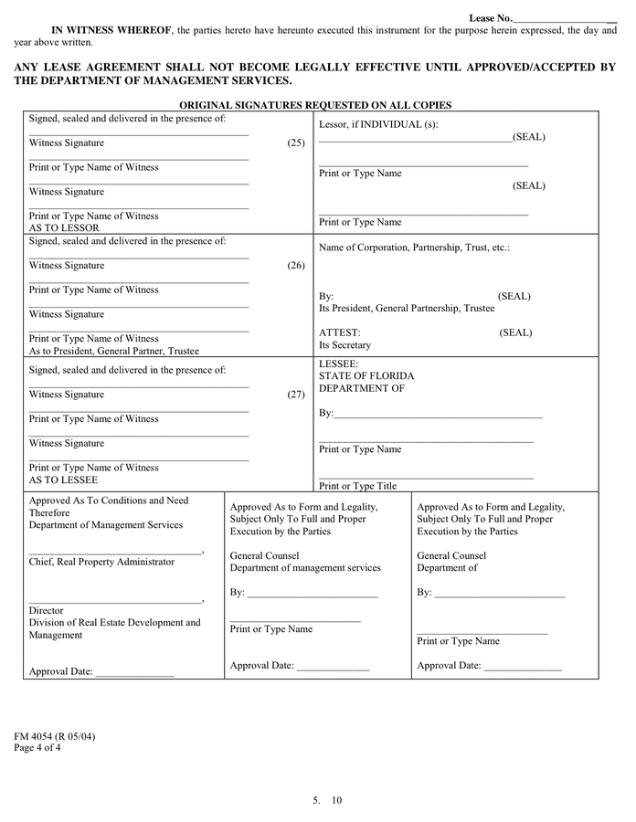 STANDARD Florida LEASE AGREEMENT in Word and Pdf formats - page 10 of 22