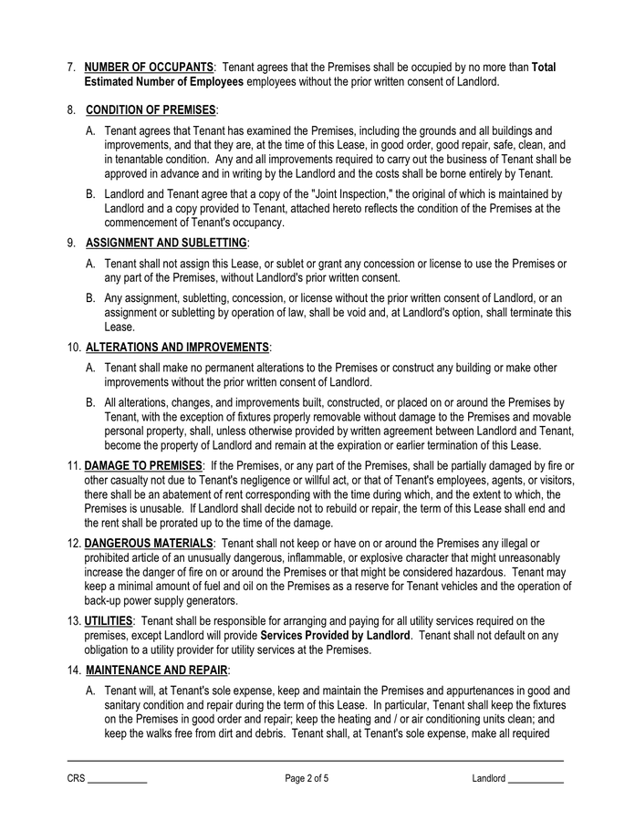 Office Lease contract in Word and Pdf formats - page 2 of 5