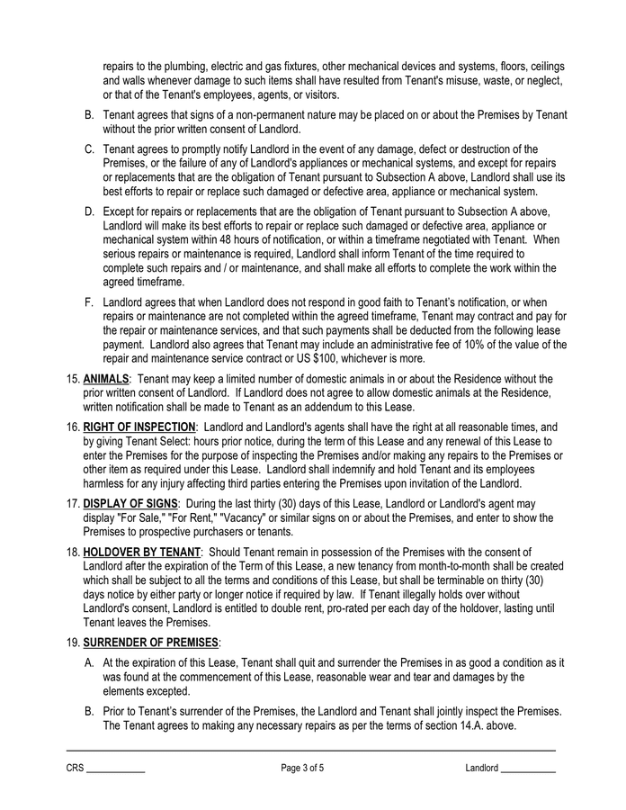 Office Lease contract in Word and Pdf formats - page 3 of 5