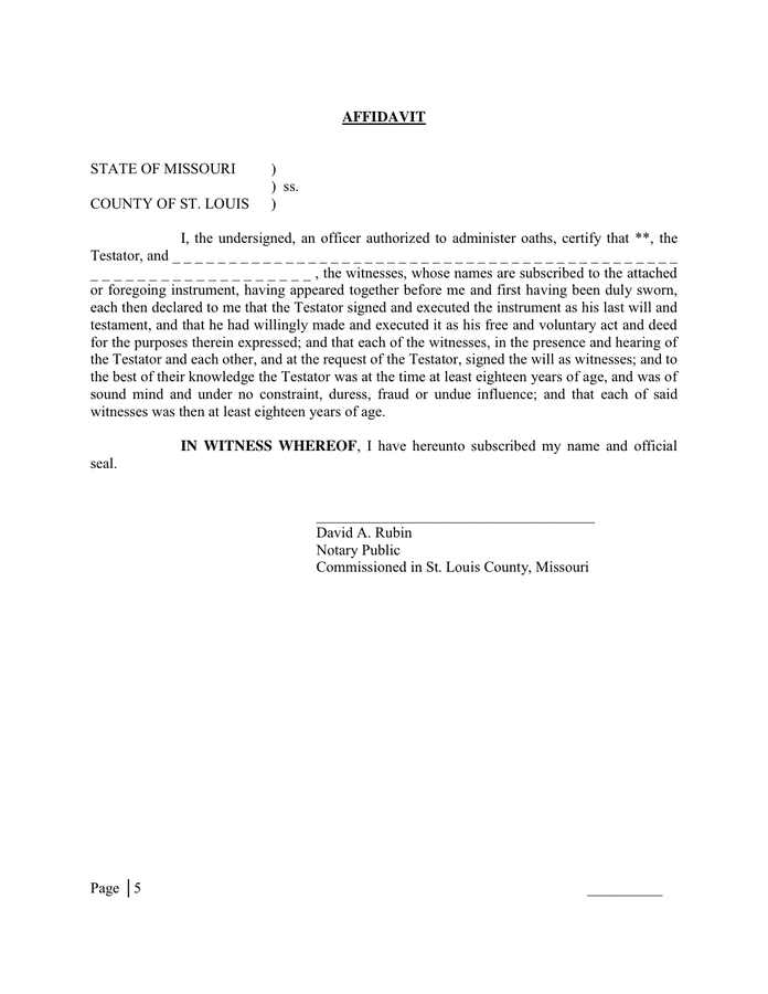 LAST WILL AND TESTAMENT in Word and Pdf formats - page 6 of 7