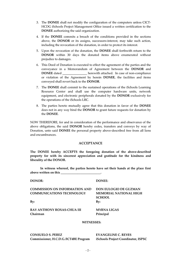 DEED OF DONATION in Word and Pdf formats - page 29 of 39