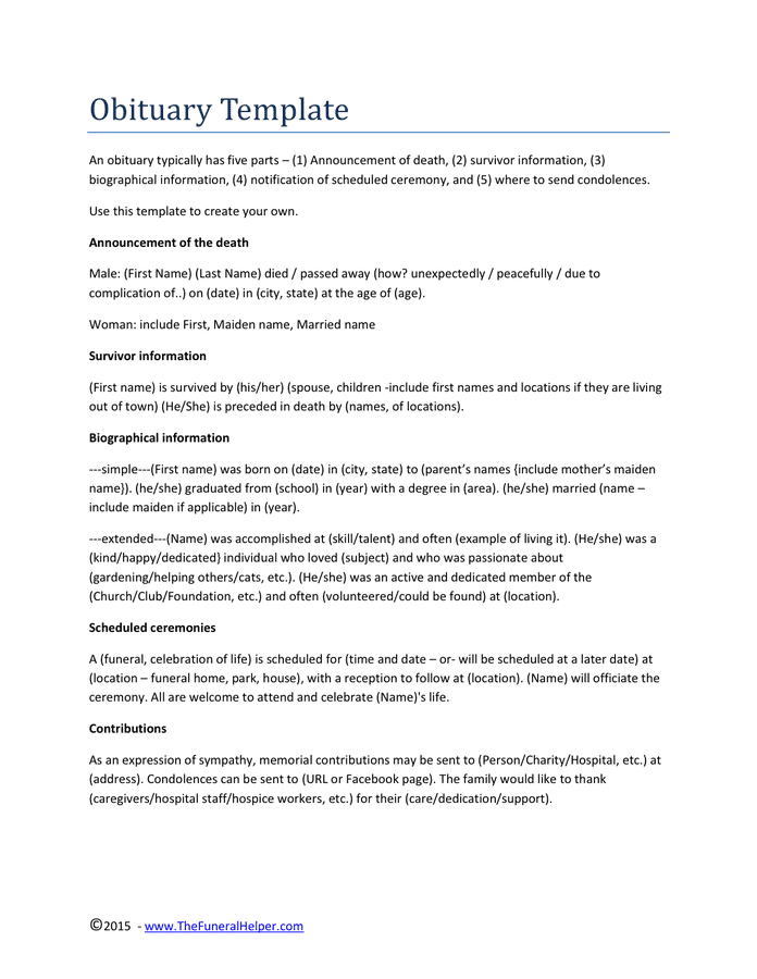 Obituary Template Download Free Documents For PDF Word And Excel