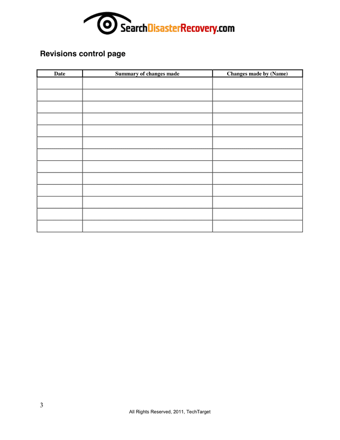 Disaster Recovery Plan Template in Word and Pdf formats - page 3 of 24