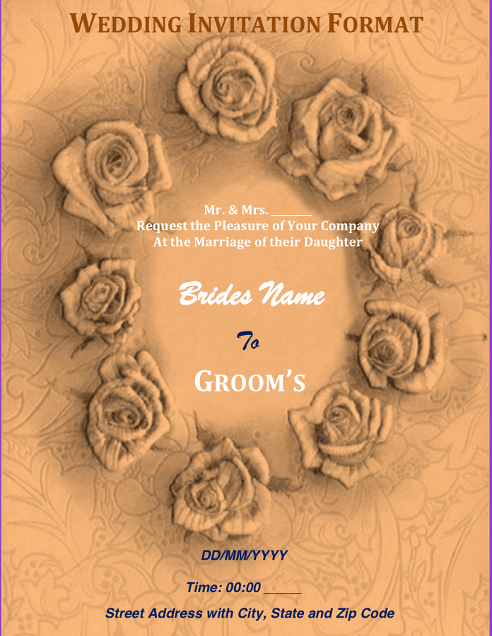 Wedding Invitation Format in Word and Pdf formats