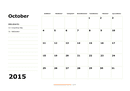 October 2015 Calendar - download free documents for PDF, Word and Excel