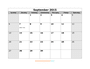 September 2015 Calendar in Word and Pdf formats