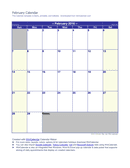 February 2016 Calendar - download free documents for PDF, Word and Excel
