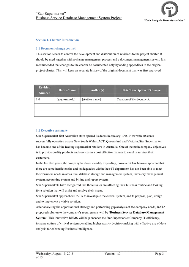 Project Charter in Word and Pdf formats - page 4 of 15