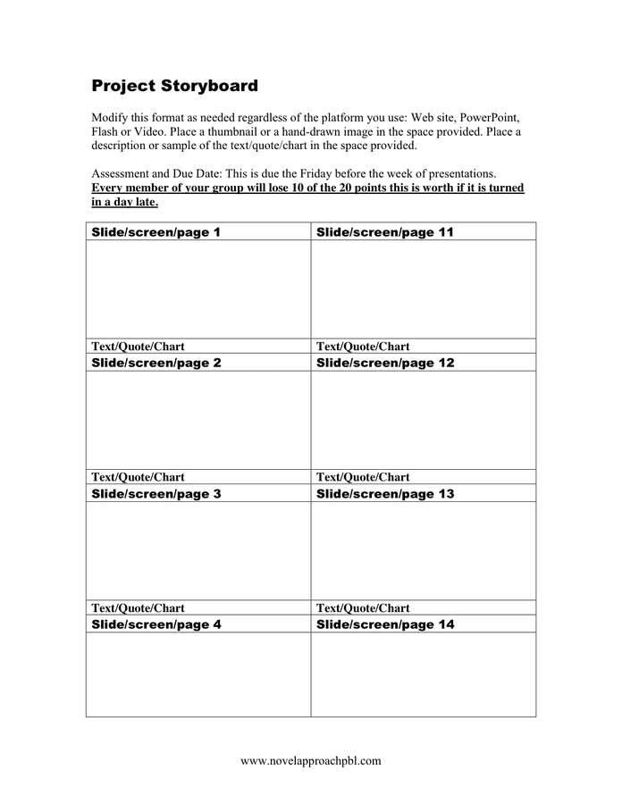 Project Storyboard in Word and Pdf formats