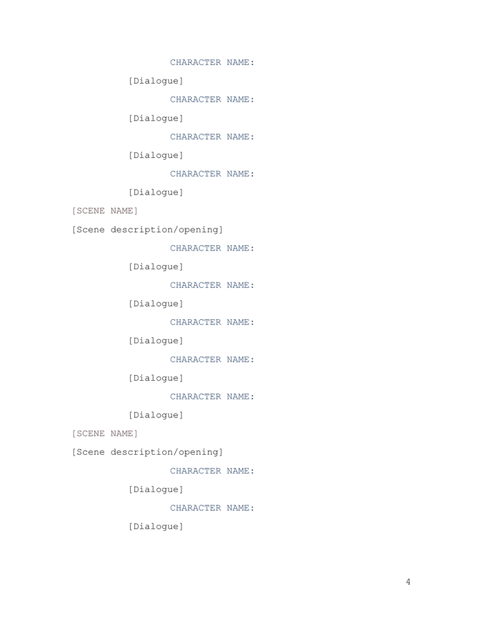 Screenplay Sample in Word and Pdf formats - page 4 of 5