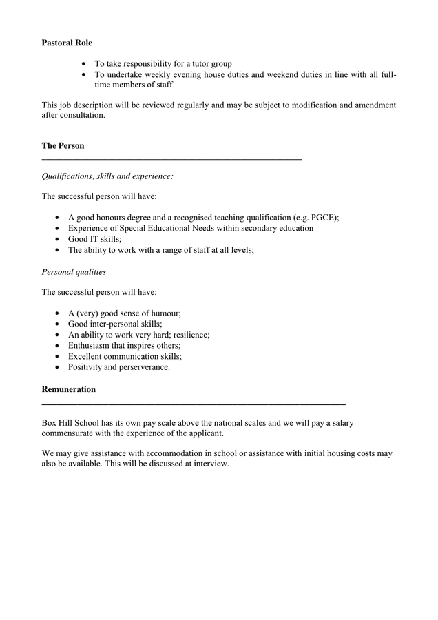 Example Job description in Word and Pdf formats - page 3 of 4