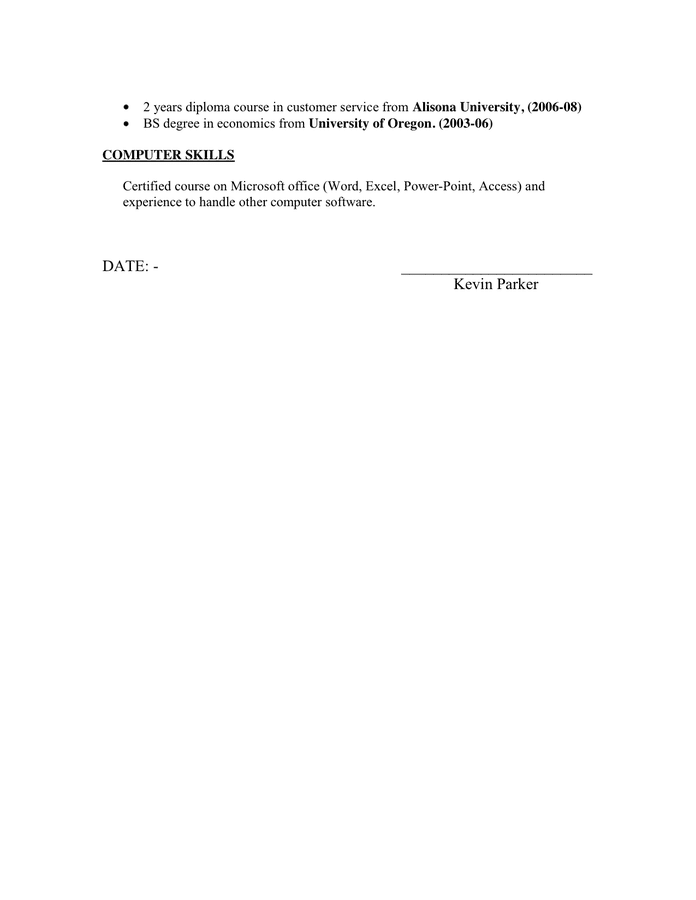 Sample Customer Service Resume Sample In Word And Pdf Formats Page 2 Of 2