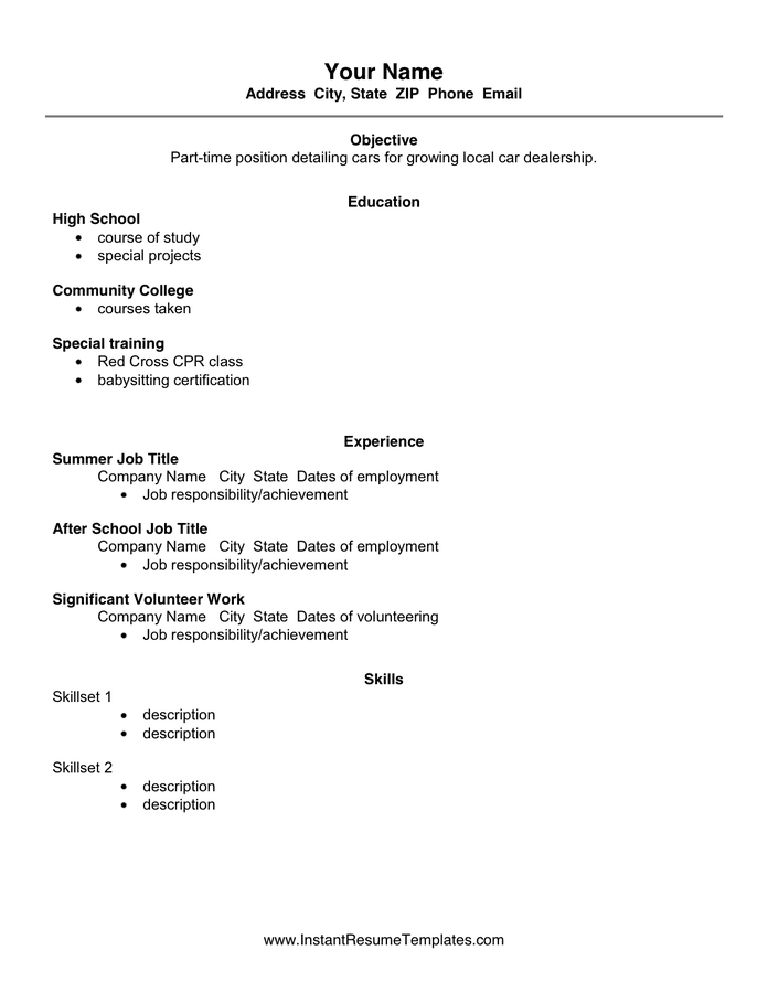 High School Student Resume In Word And Pdf Formats